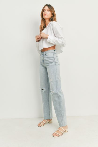 Preston Distressed Straight Leg Jean – beyourself boutique
